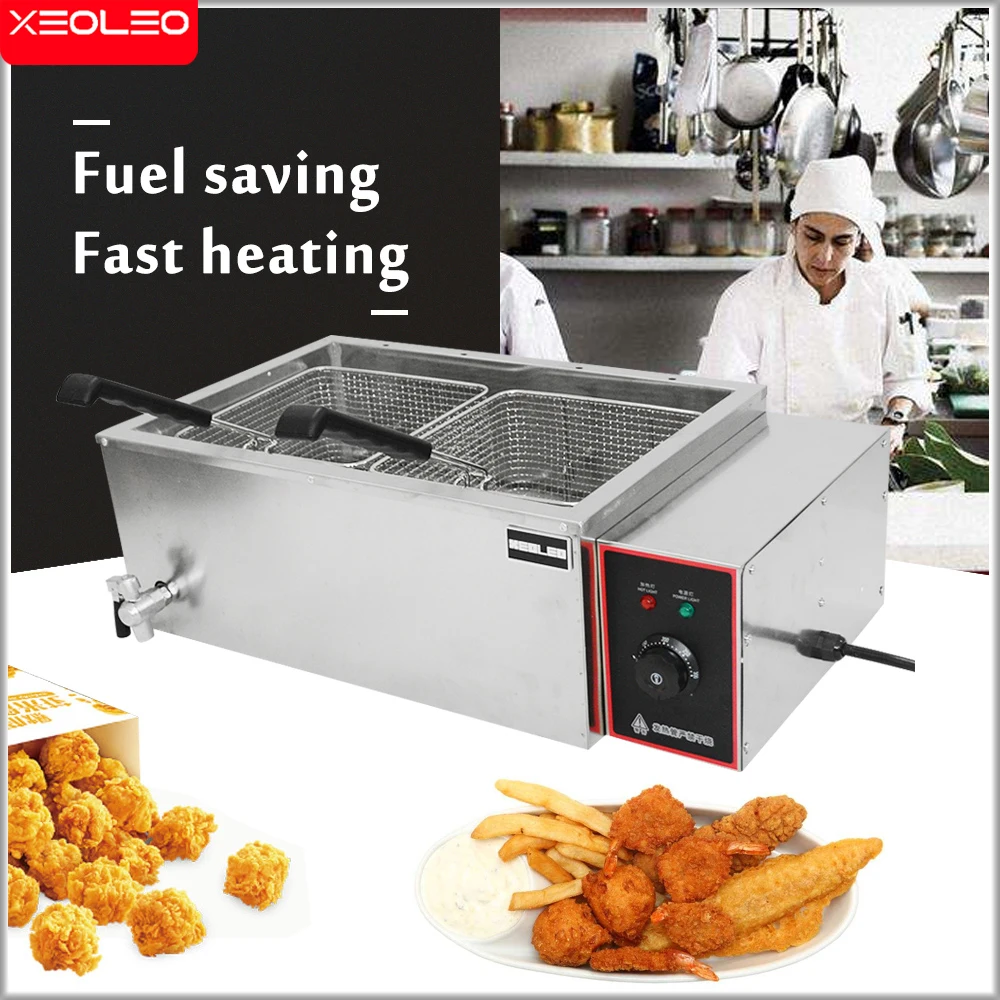 XEOLEO Commercial Electric Frier 18L Deep Fryer Single Tank Double ...