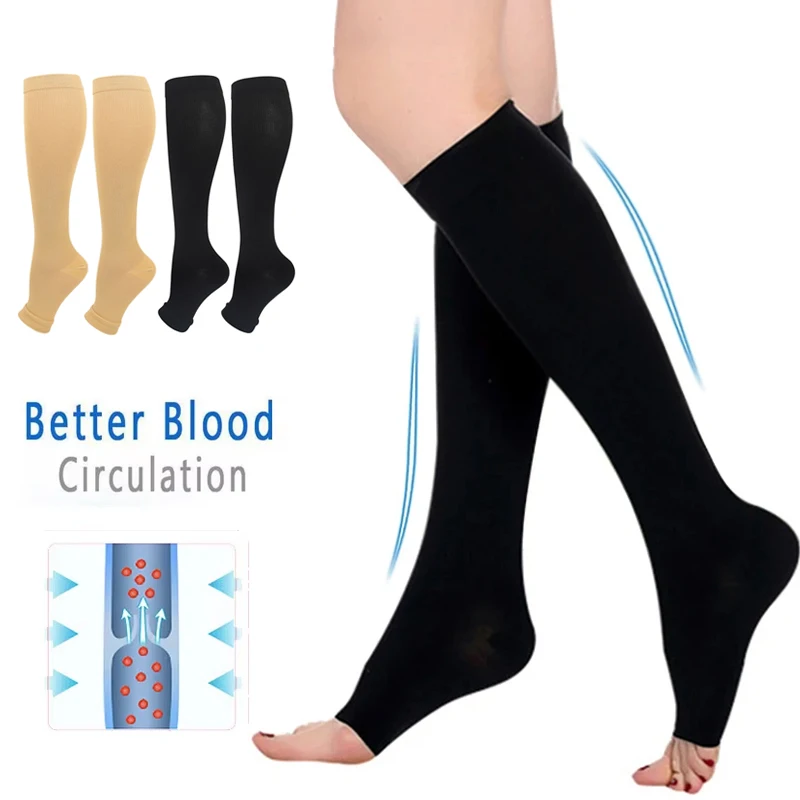 Compression Socks Prevent Varicose Veins Toeless Support Hose for Women ...
