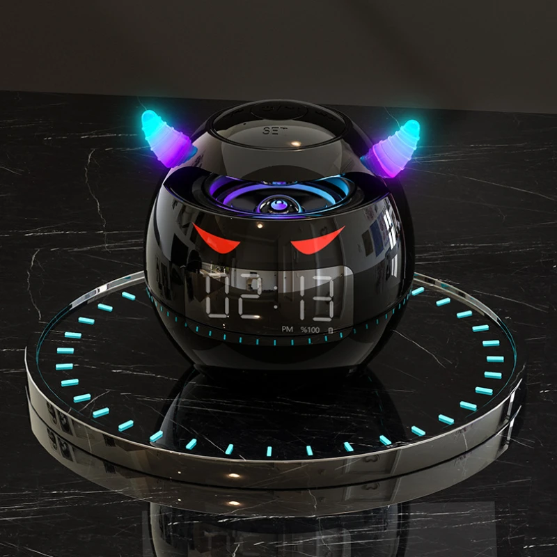 Little-Devil-G9-Wireless-Bluetooth-Speaker-Alarm-Clock-Sound-Subwoofer-Mini-Portable-Glare ...