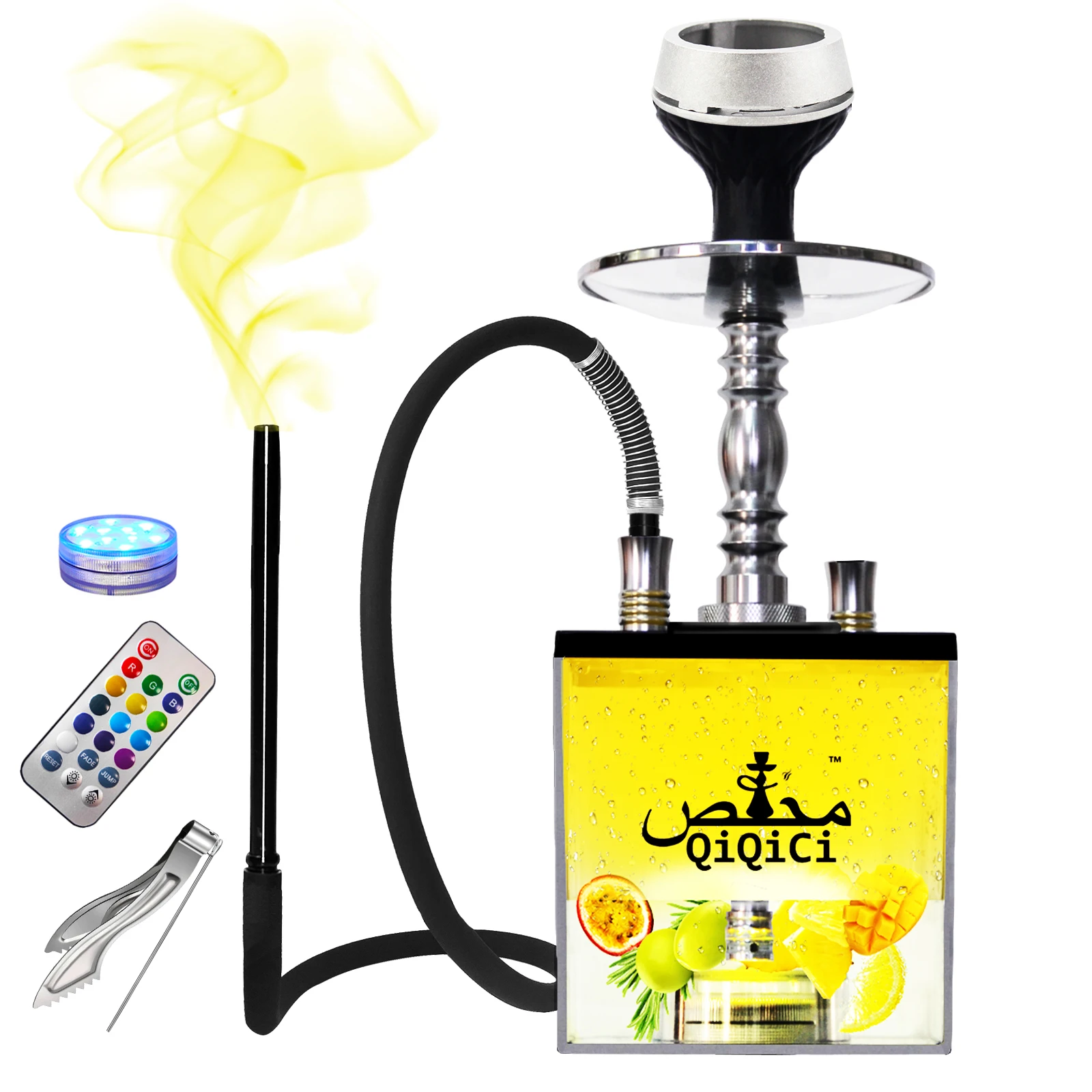 QiQiCi-Modern-Cube-Hookah-Set-1-Mangueira-Shisha-com-LED-Hookah-Acr ...