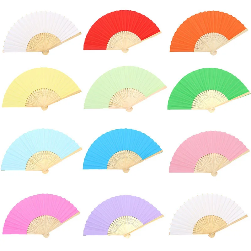 Summer-Hand-Held-Fan-Blank-White-DIY-Paper-Bamboo-Folding-Fan-for-Hand ...
