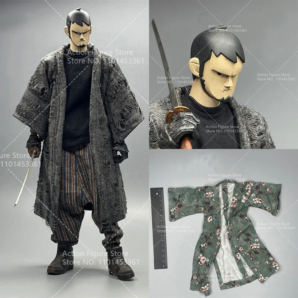 1-6-Scale-Samurai-Head-Carving-Male-Grey-Rag-Version-of-Linen-Long ...