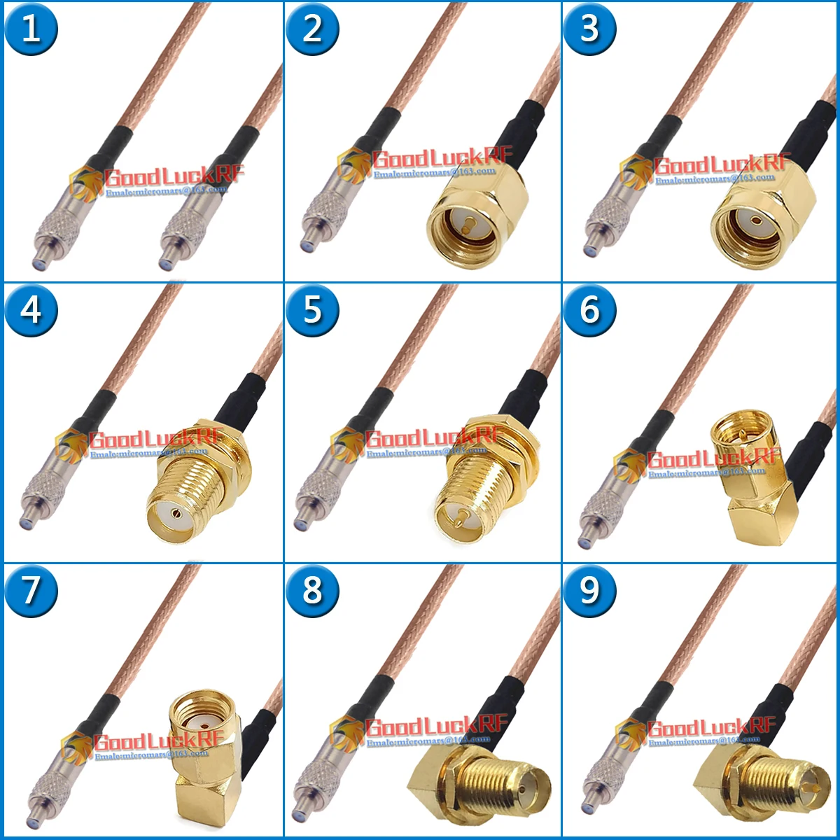 Kit Set TS9 Female to SMA RPSMA RP SMA Male & Female Right Angle 90 ...