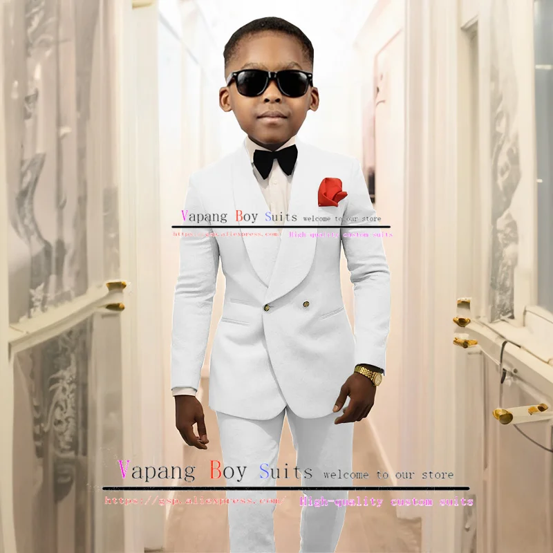 Jongens-Pak-Bruiloft-Jas-Broek-Set-Van-2-Witte-Bloemen-Smoking-Kids ...