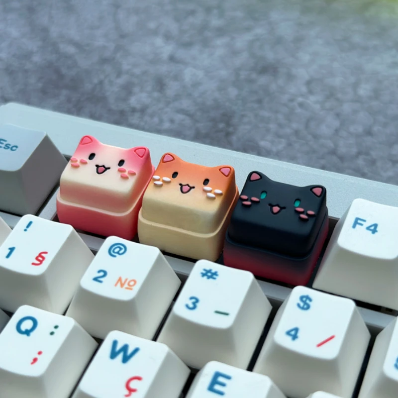 New Point Cute Cat Animal Keycap Artisan Keyboard Cap Handmade ...