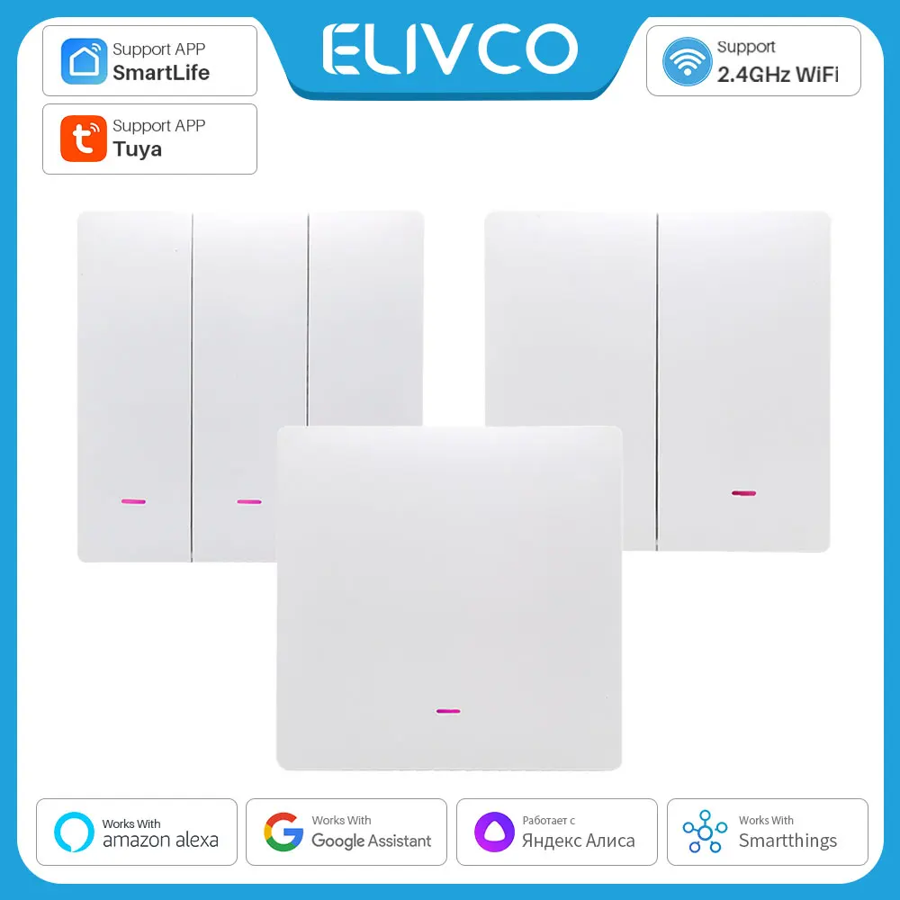 Tuya Smart Wifi Switch 220V No Neutral Wire Required 1/2/3 Gang Wall ...
