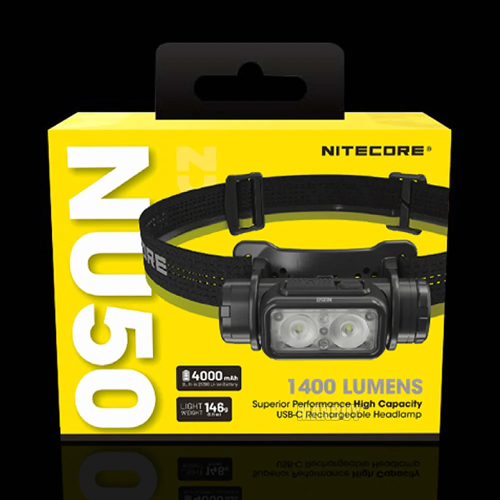 Nitecore NU50 3x LEDs 1400 Lumens 4000mAh Battery Rechargeable Headlamp ...