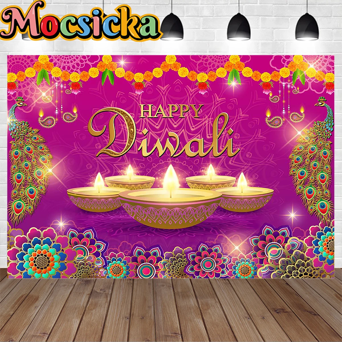 Mocsicka-Happy-Diwali-Party-Backdrop-Flower-Lamp-Peacock-Decoration ...