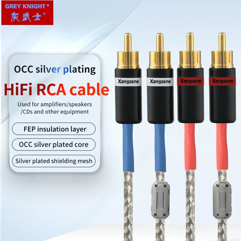 Grey-Knight-High-Fidelity-OOC-Silver-Plated-RCA-Audio-Cable-Amplifier ...