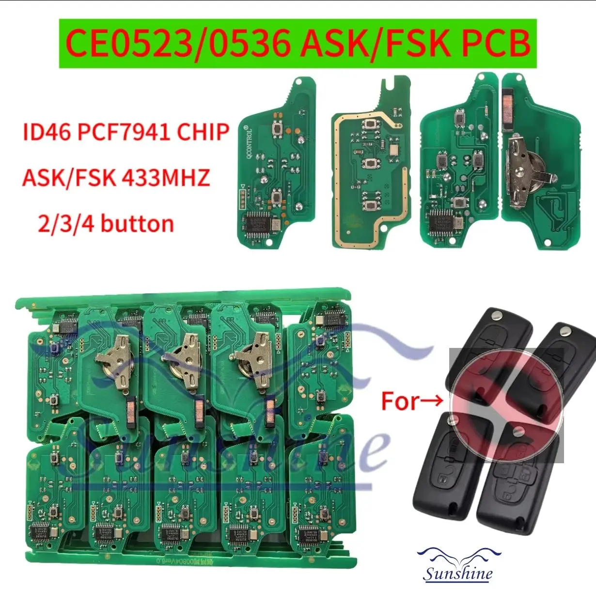 Sunshine Remote Key Board FSK/ASK 433MHZ ID46 PCF7961 CE0536/0523 For ...