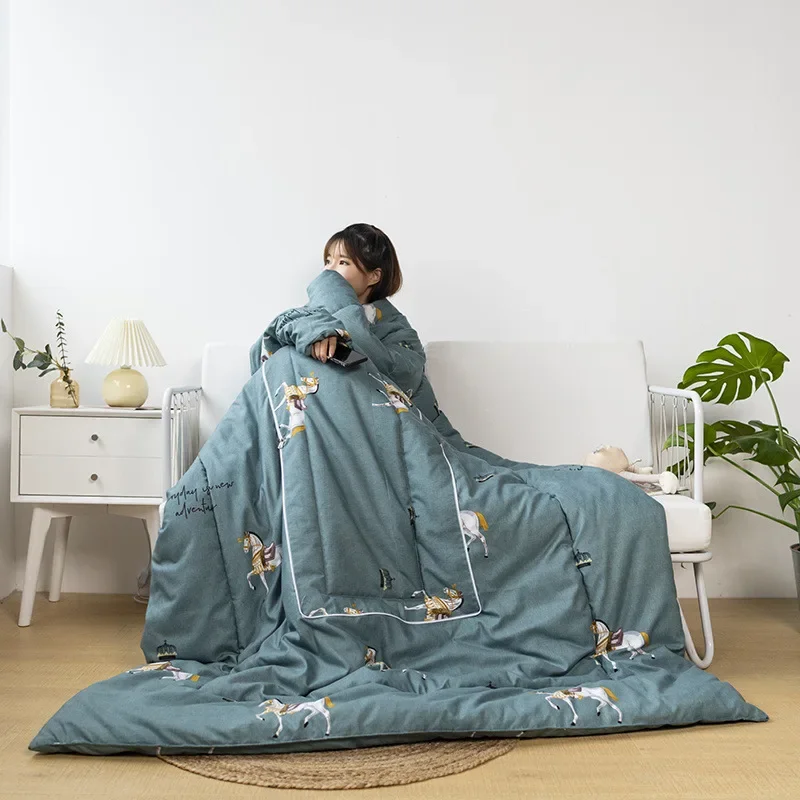 Multifunction-Lazy-Quilt-with-Sleeves-Winter-Warm-Thickened-Washed ...