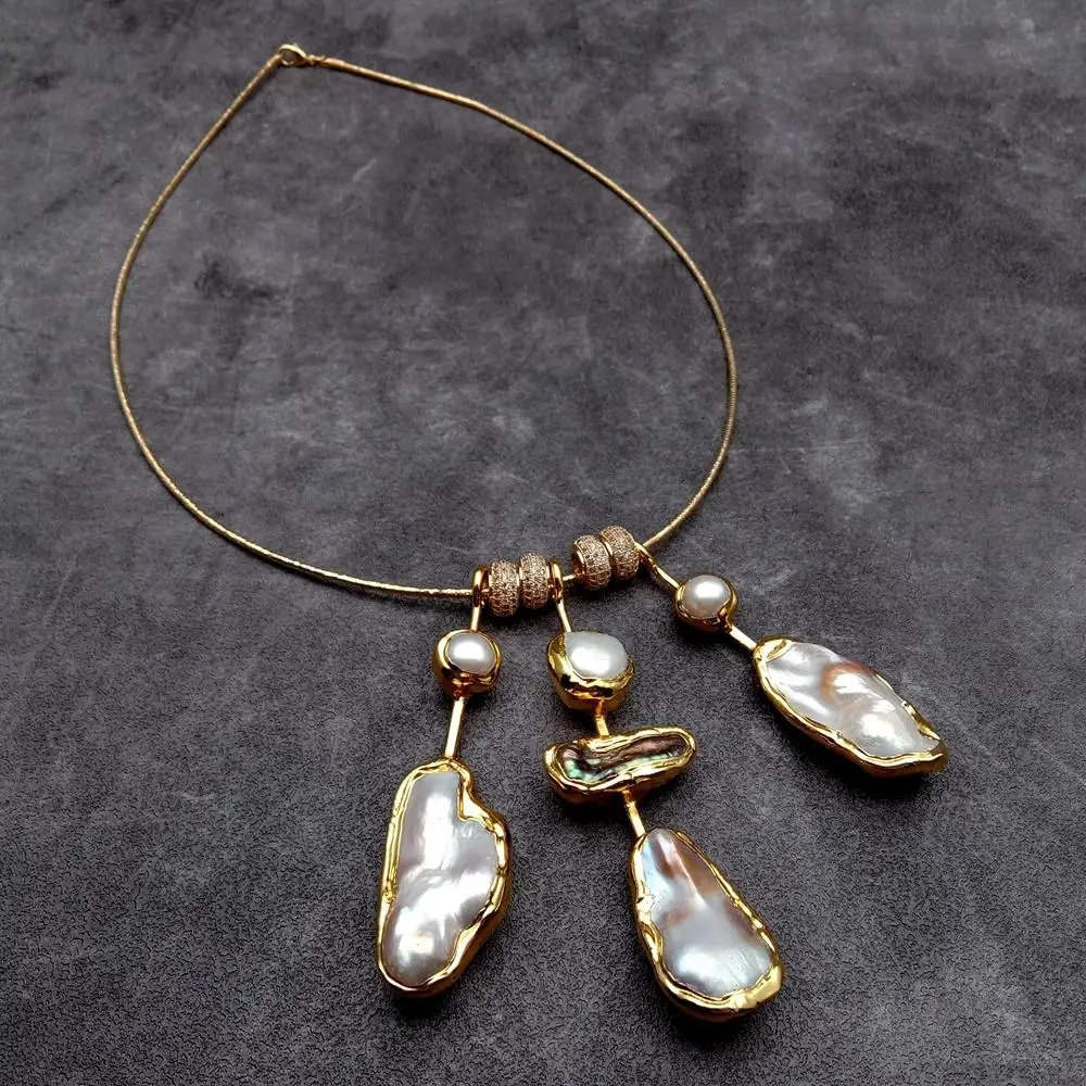 Y-YING-Cultured-Biwa-Pearl-Sea-Shell-Pearl-Choker-Charm-Gold-Plated ...