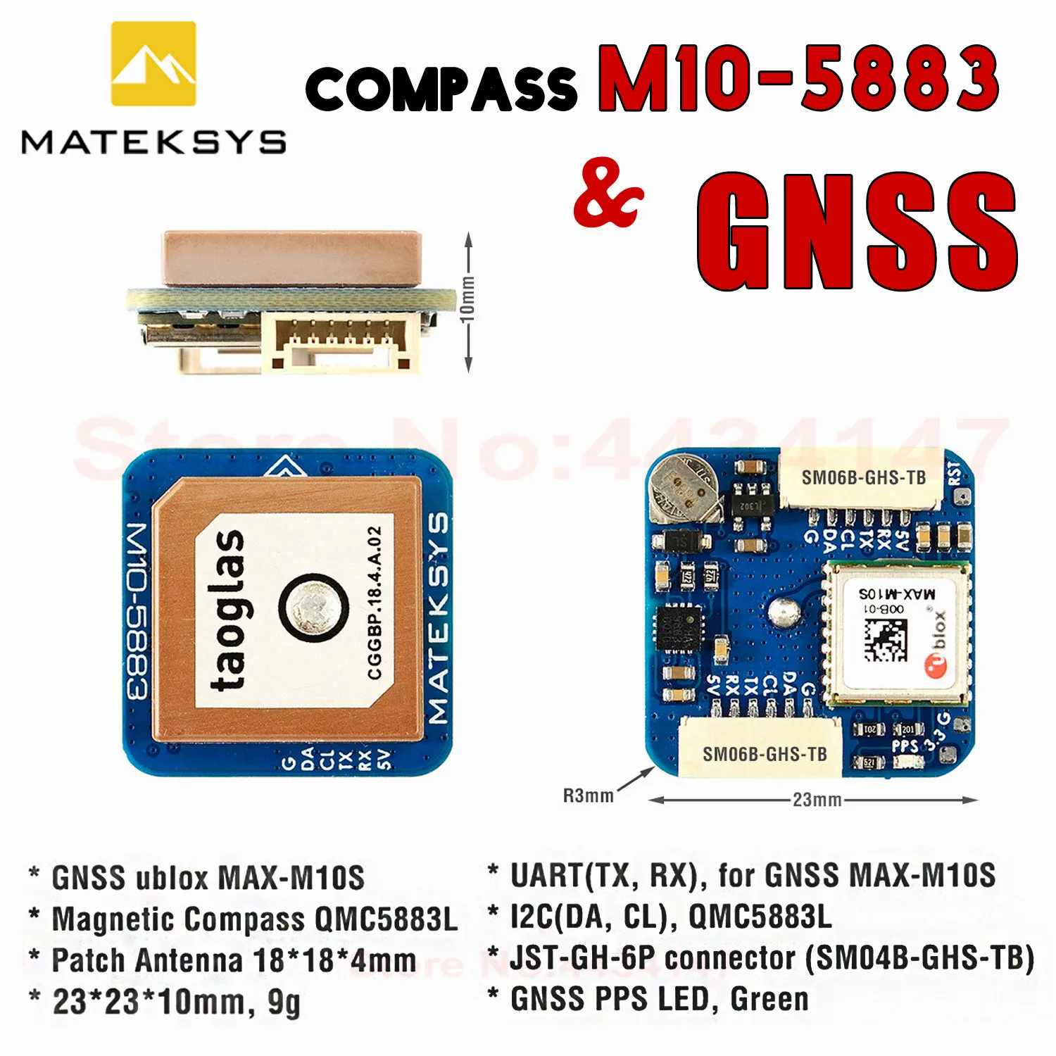 Matek Systems Gnss M10-5883 U-blox Gps With Compass Qmc5883l Max-m10s ...