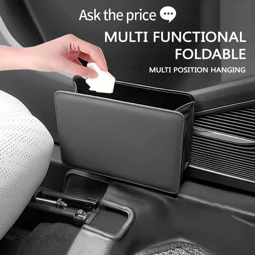 Car Trash Can Car Door Storage Box Foldable Seat Back Hanging Storage ...