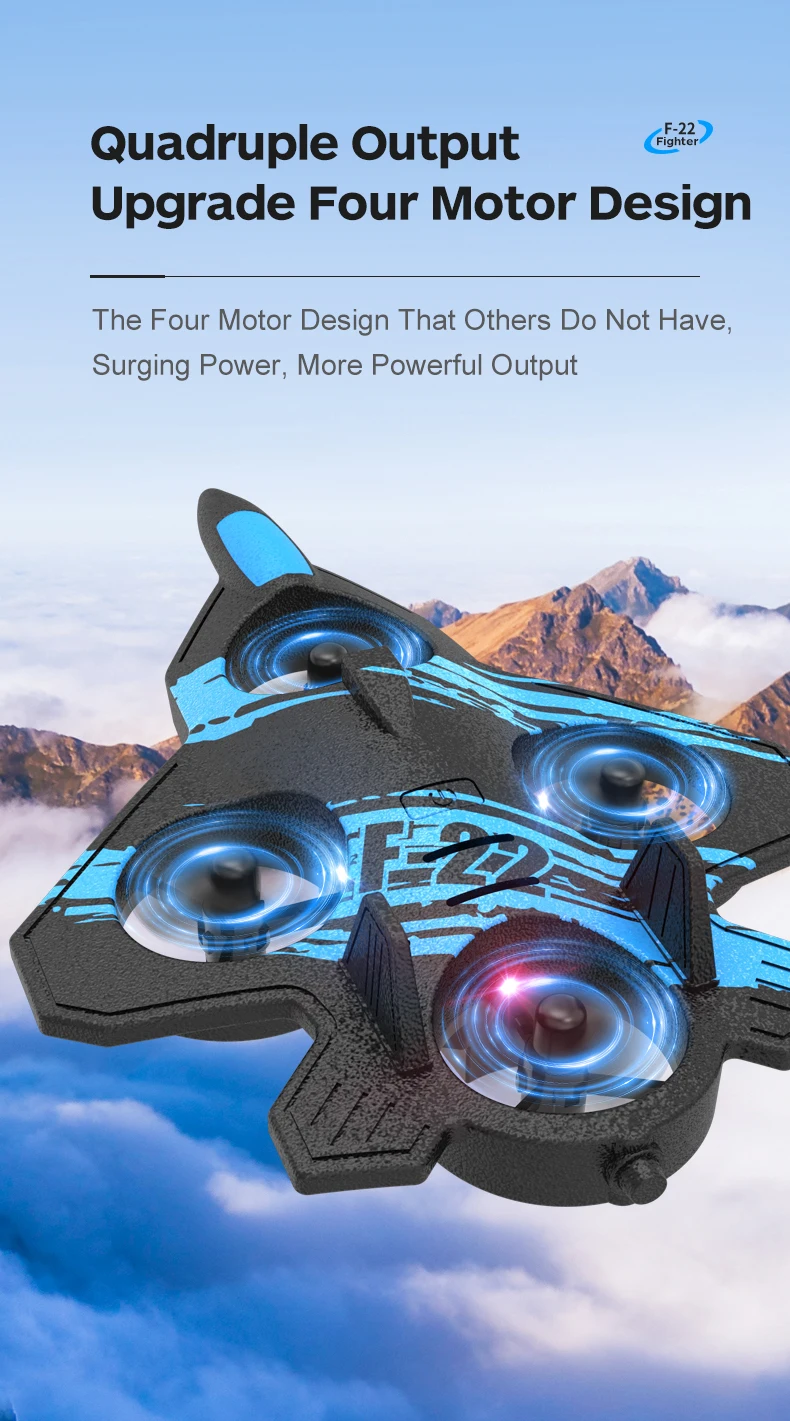 OU Caméra 4K-Avion RC en Mousse F22 avec Caméra 4K 360 °, Cascadeur ...