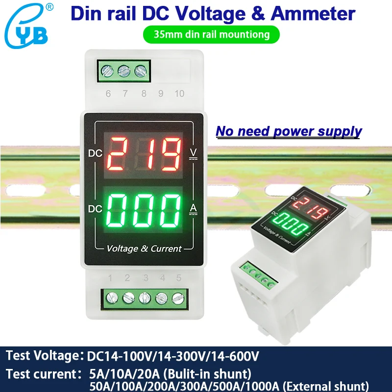 YB103VA-Two-wire-DC-Voltmeter-Ammeter-Din-rail-Digital-Voltage-Current ...