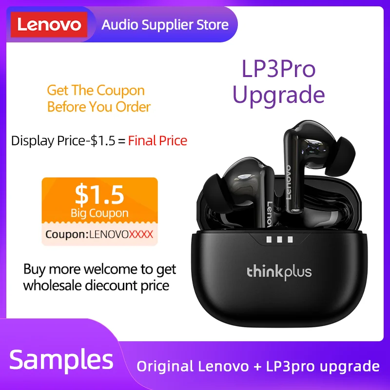 Lenovo Original LP3 Pro Upgrade TWS 5.2 Wireless Headphones Bluetooth ...