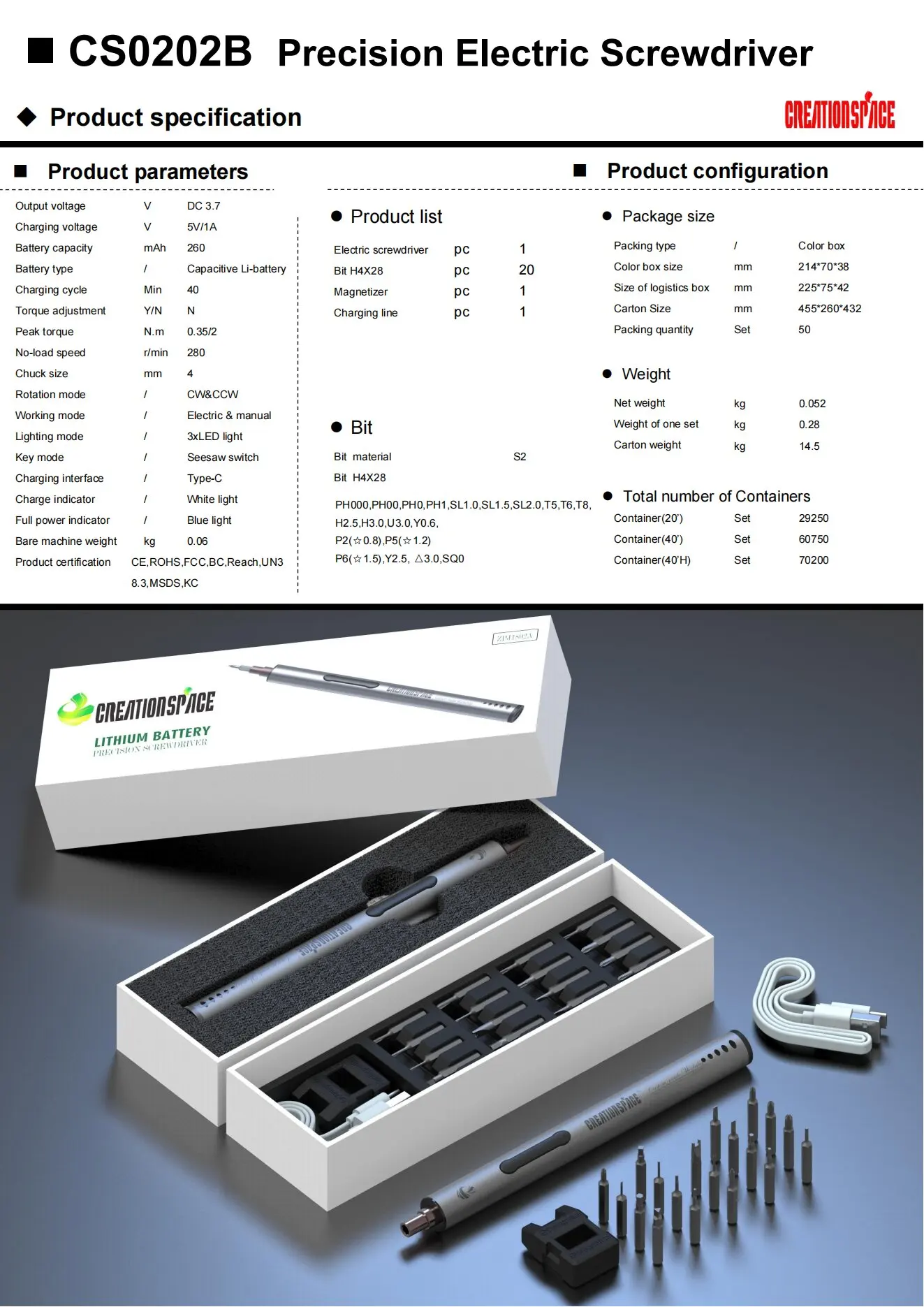 Perceuse Visseuse Sans Fil,CreationSpace-Mini tournevis électrique pour ...