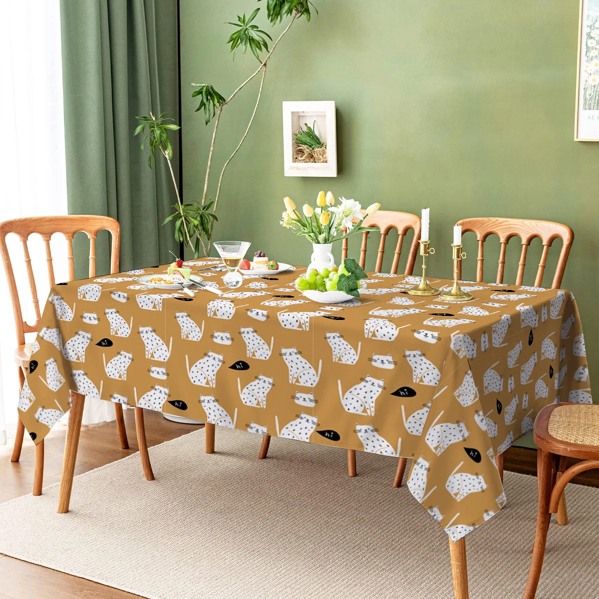 Cartoon Abstraction Waterproof Polyester Printed Rectangular Tablecloth ...