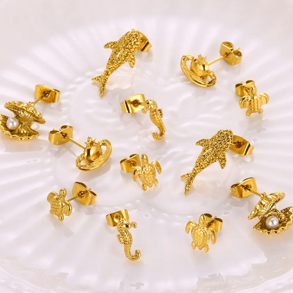 2024-Summer-Starfish-Shells-Earrings-For-Women-Beaches-Cute-Minimalism-Stainless-Steel-Jewelry ...