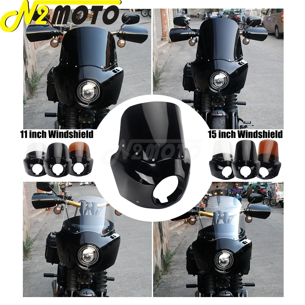 Headlight Fairing W/ 11" 15" Windshield For Harley Softail Street Bob ...