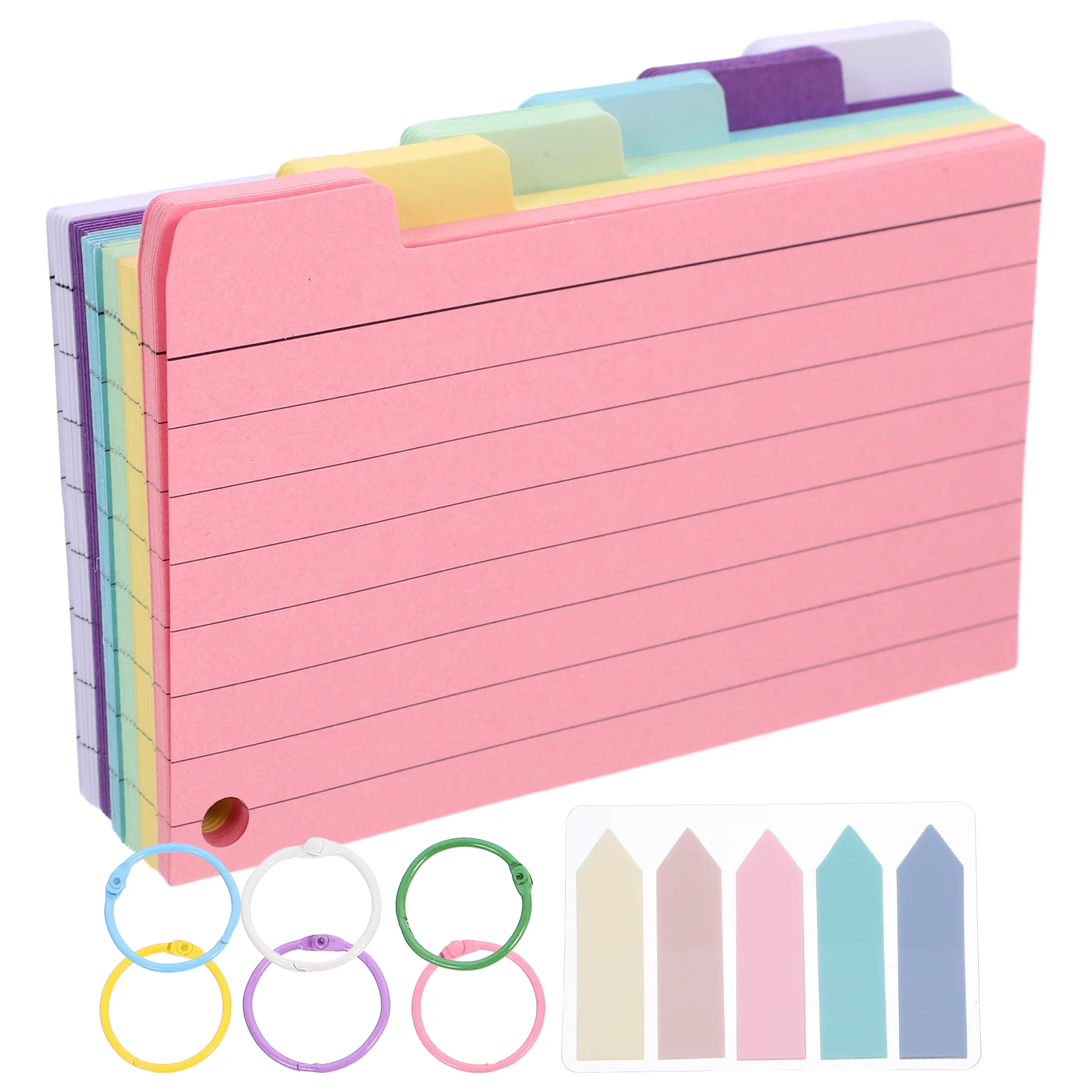1-Set-Flash-Cards-with-Binder-Rings-Pre-Hole-Punched-Notecards ...
