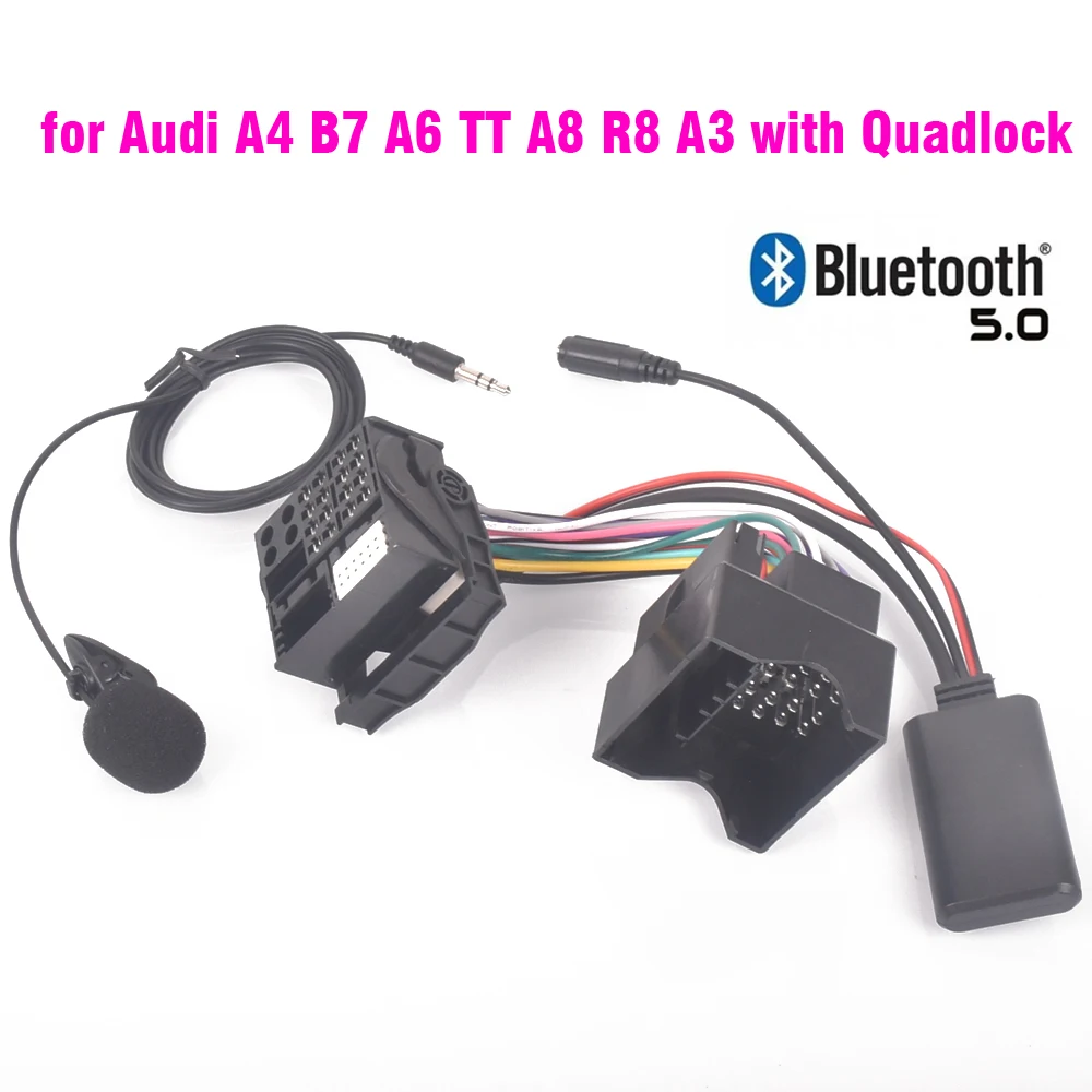 for Audi A4 B7 ( 2005 2008) TTs TT A8 R8 A3 with Quadlock Radio Harness Plug Microphone ...