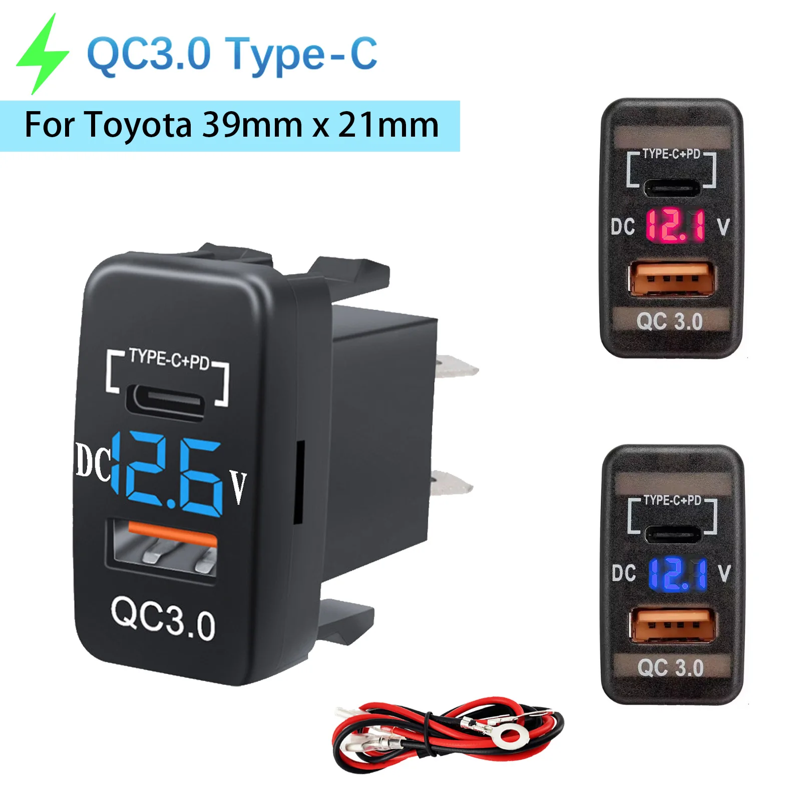Car Type-C-PD QC3.0 USB Charger Dual USB Adapter Dashboard Socket ...