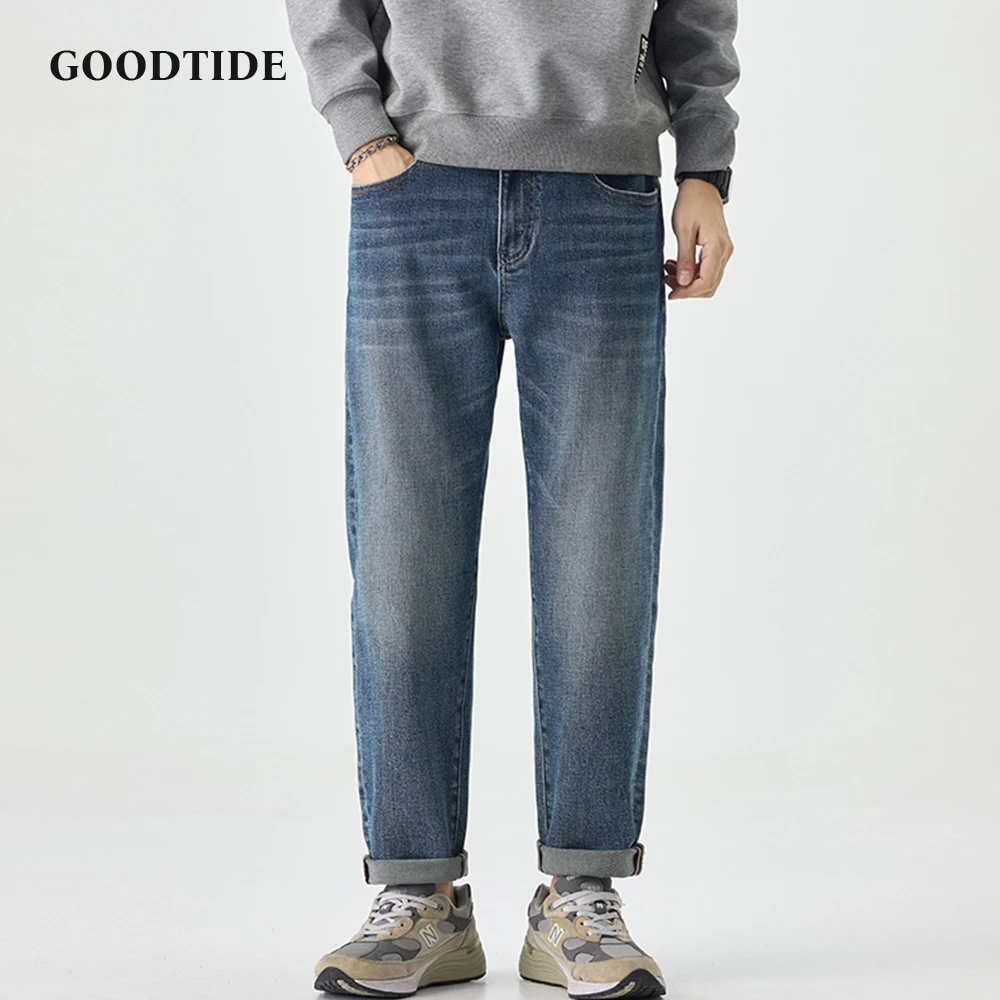 Fashion Men's Slightly Elastic Tapered Jeans 2025 Autumn New Graphite ...