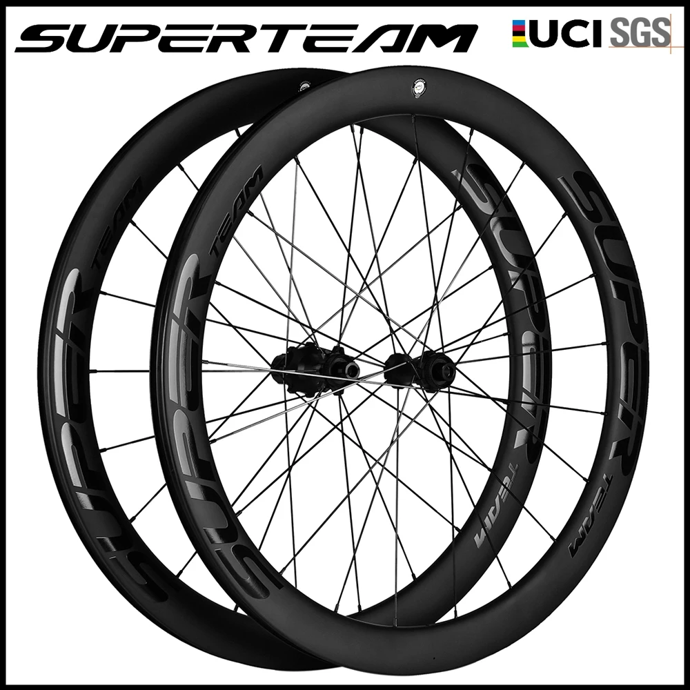 SUPERTEAM-Disc-Brake-700C-Carbon-Wheels-Center-Lock-6-Bolt-Road-Bike ...