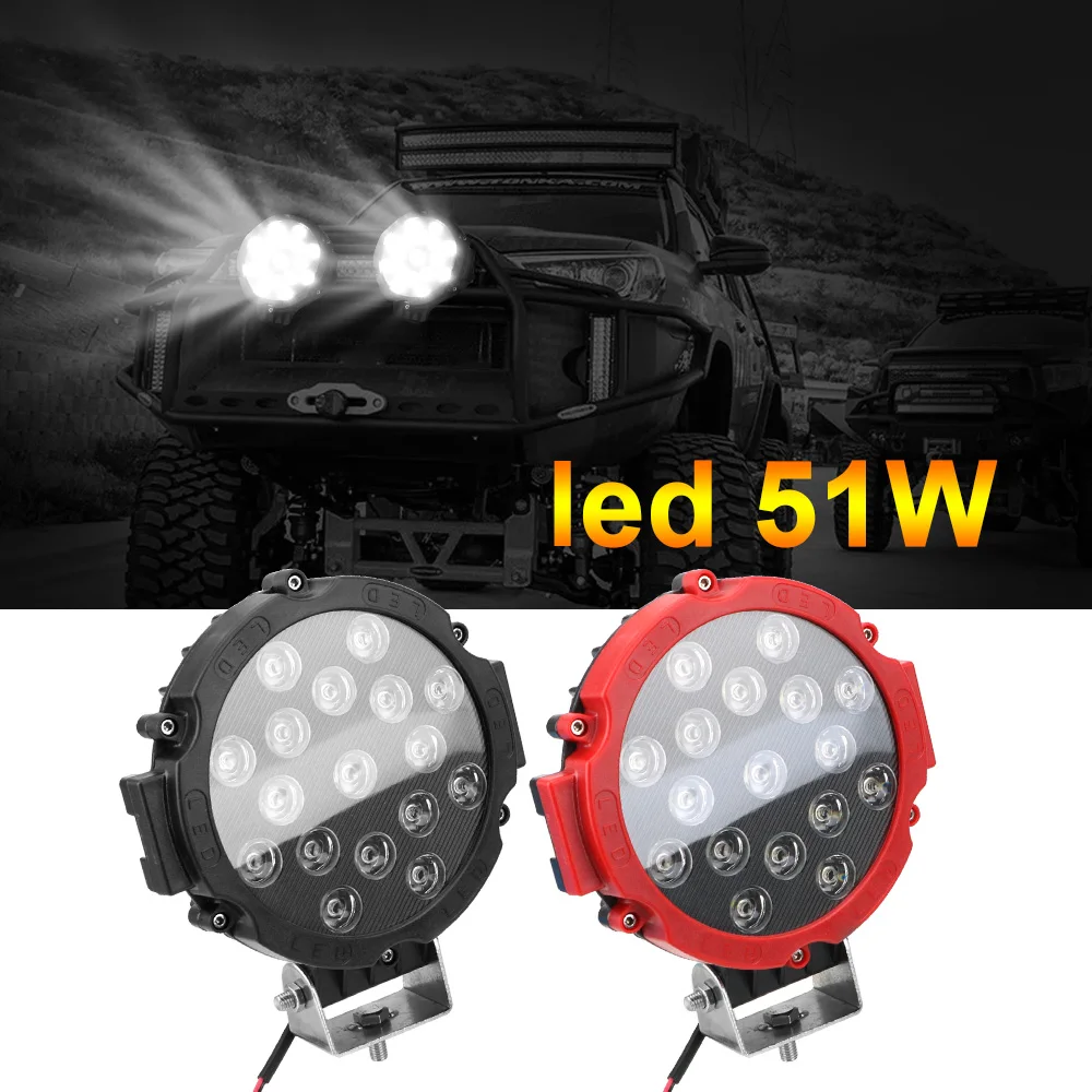 7-inch-Round-LED-Light-Bar-Super-Bright-Car-styling-51W-LED-Work-Light ...