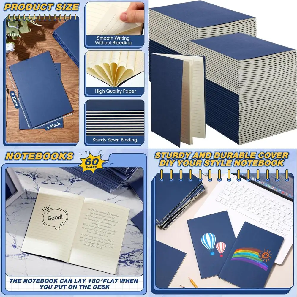 Bulk A5 Kraft Notebooks, 60-Page Softcover, 5.5x8.3 for Kids, Students ...