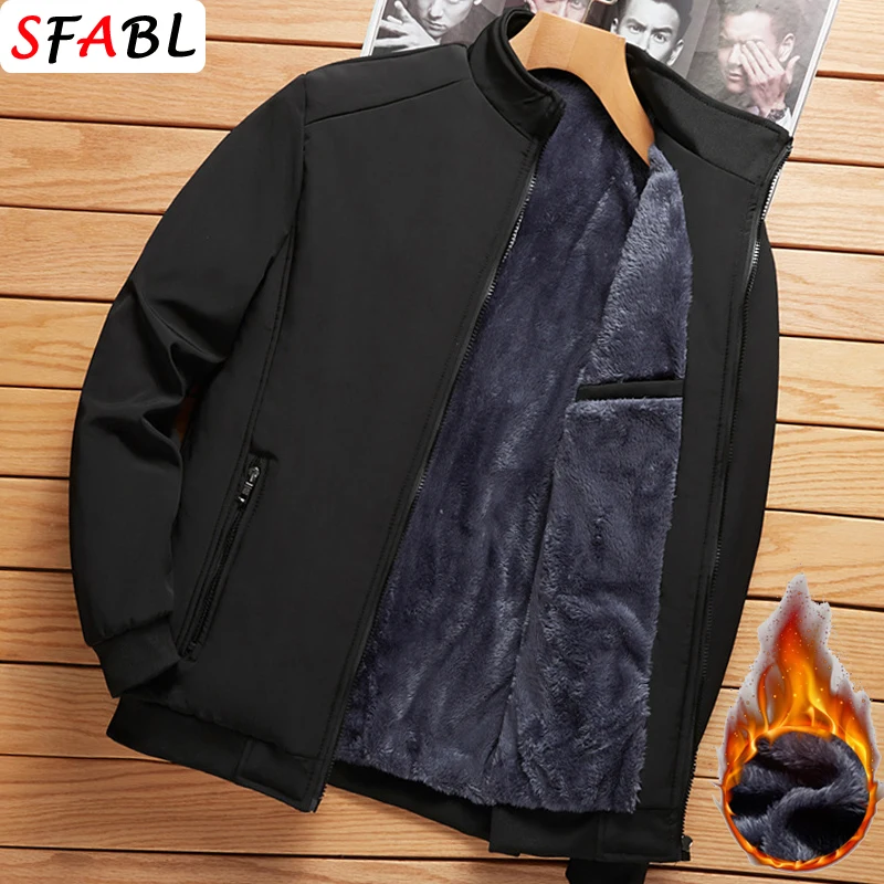 Thick-Casual-Men-s-Winter-Jacket-Solid-Color-Thermal-Lined-Jacket ...