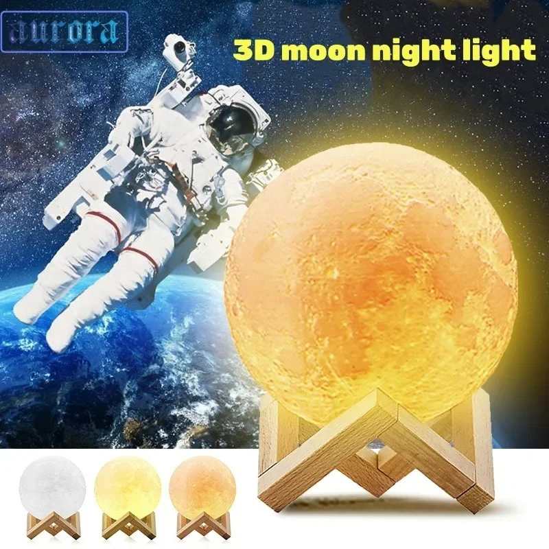 3D-Print-Moon-Lamp-360-Rotation-Color-Change-LED-Night-Light-with-Wood ...