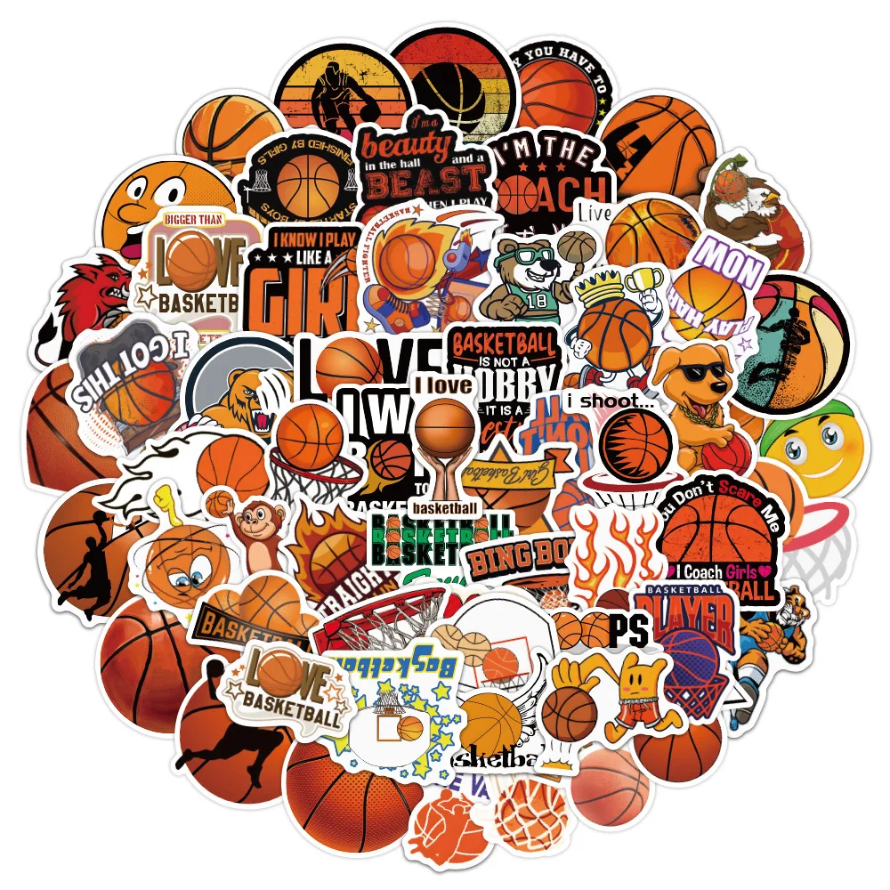 100Pcs-Pack-INS-Novelty-Cartoon-Basketball-Stickers-PVC-Waterproof ...