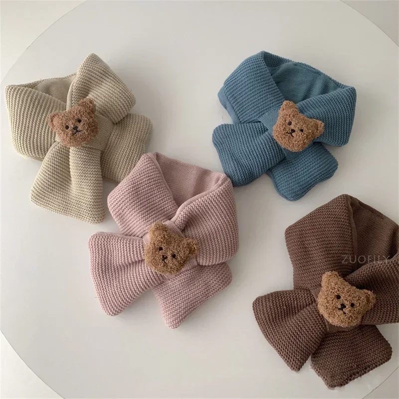 Baby Scarf Autumn Winter Cute Bear Children Knitting Newborn Bib Wool ...