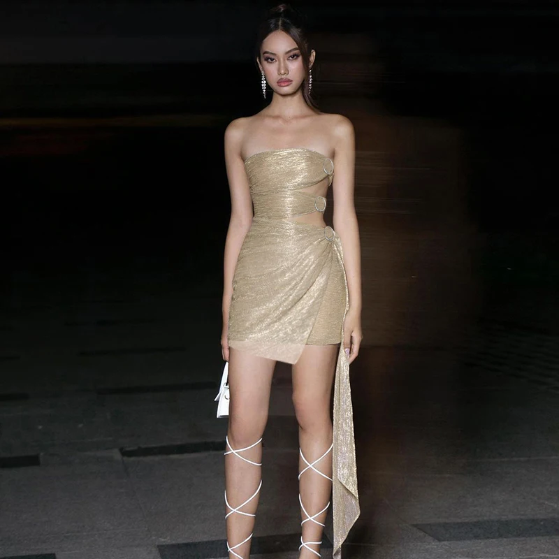 Strapless-Mini-Bodycon-Dress-Hollow-Out-Flash-Evening-Dresses-Sexy ...