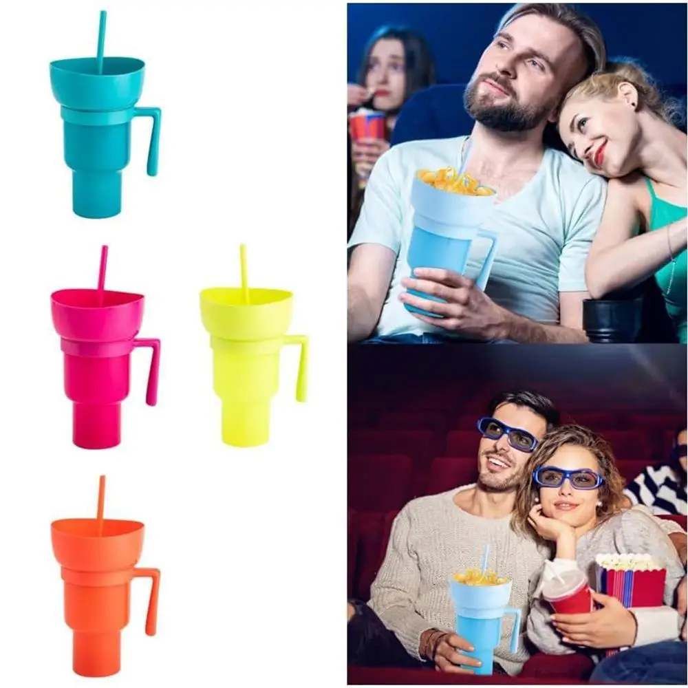 Popcorn-Beverage-Cup-Snack-Cup-Straw-Cup-with-Handle-Water-Bottles-with ...