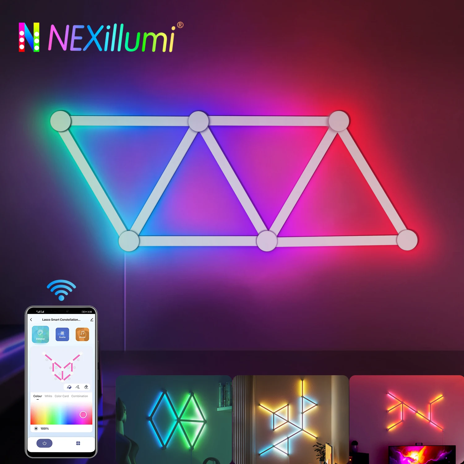 Barras de luz LED de pared RGB + IC con sincronización de música ...