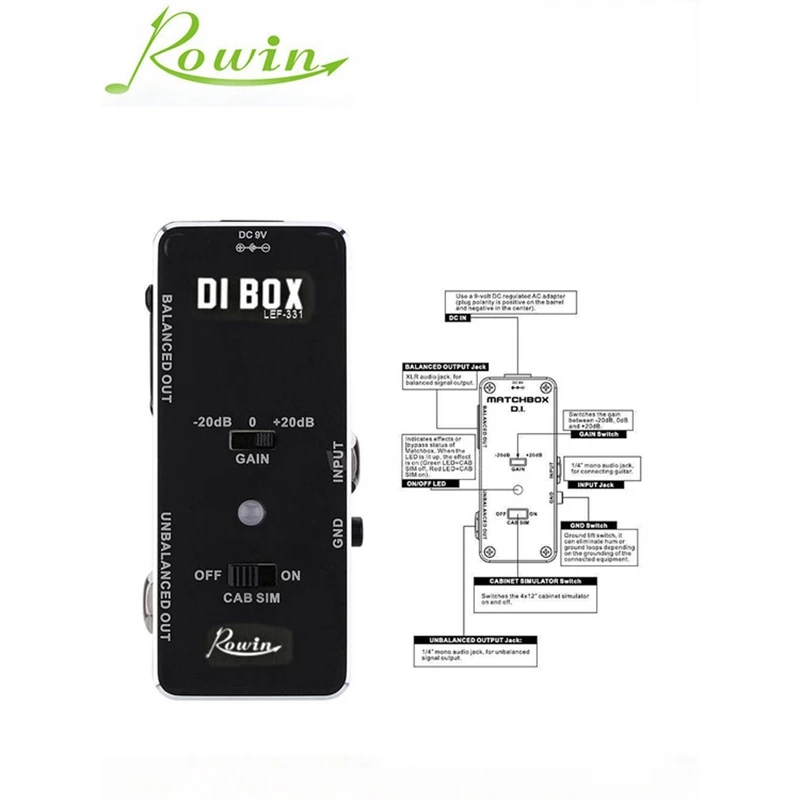 Rowin-LEF-331-Guitar-Bass-Passive-DI-Box-With-Cabinet-Simulator-1-4-and ...