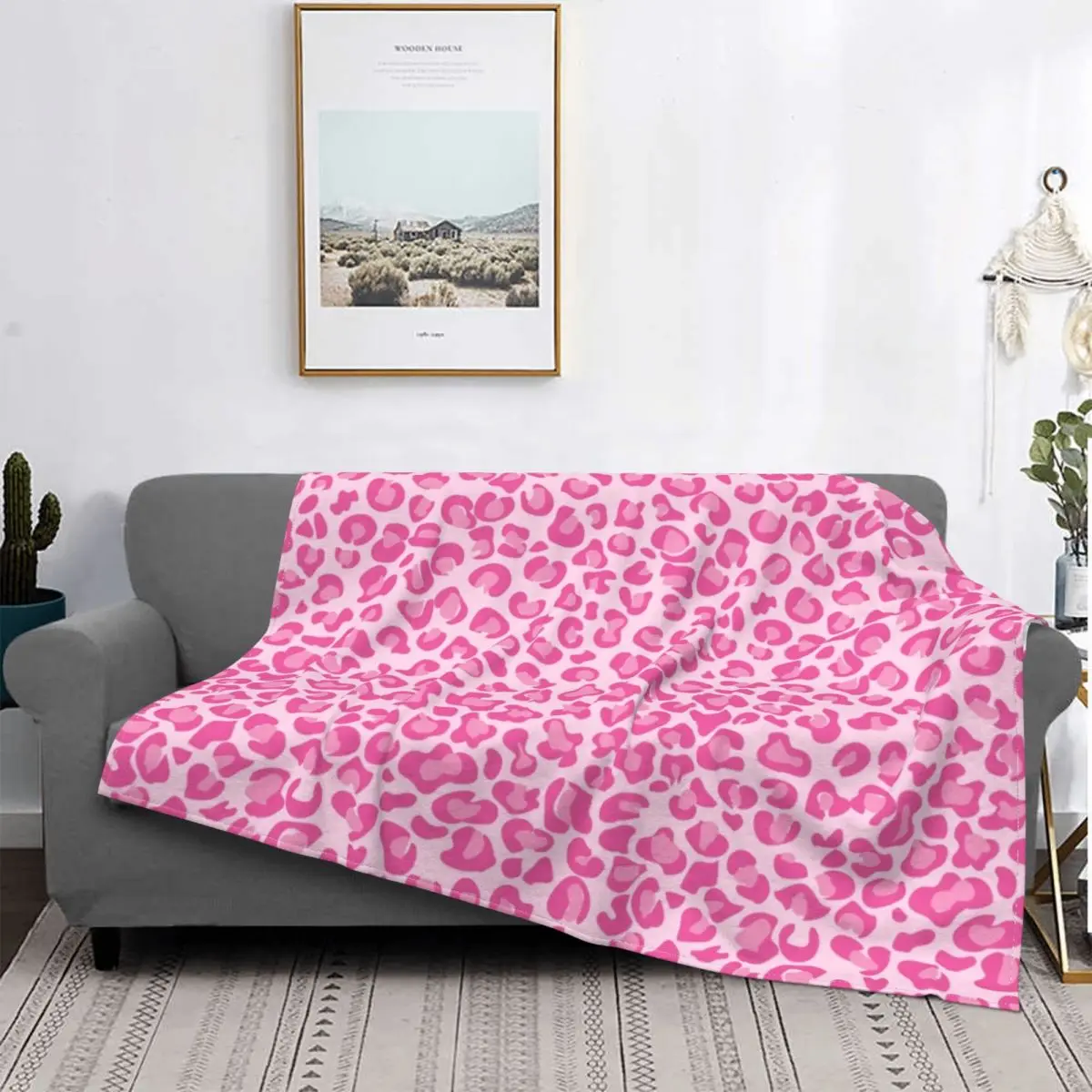 Pink-Leopard-Print-Knitted-Blanket-Flannel-Cheetah-Animal-Spot-Ultra ...