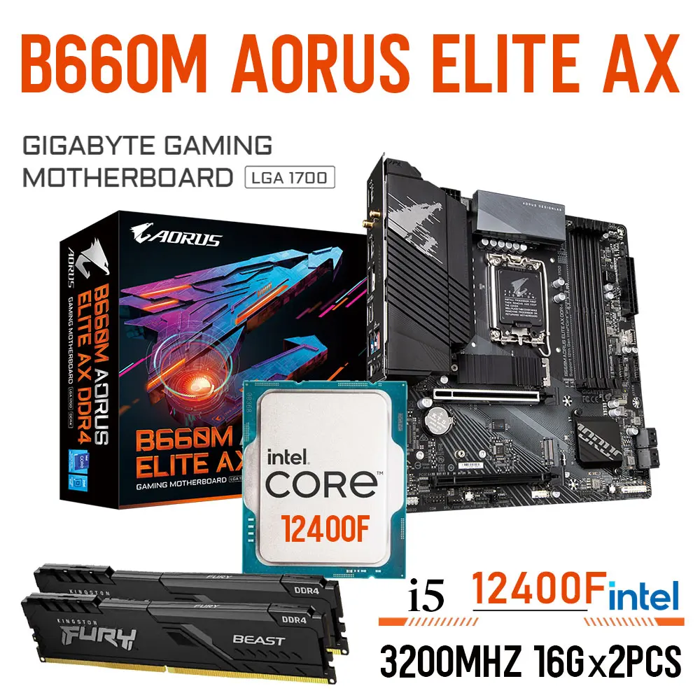 Intel Core i5 12400F CPU Combo Gigabyte B660M Aorus Elite DDR4 LGA1700 ...
