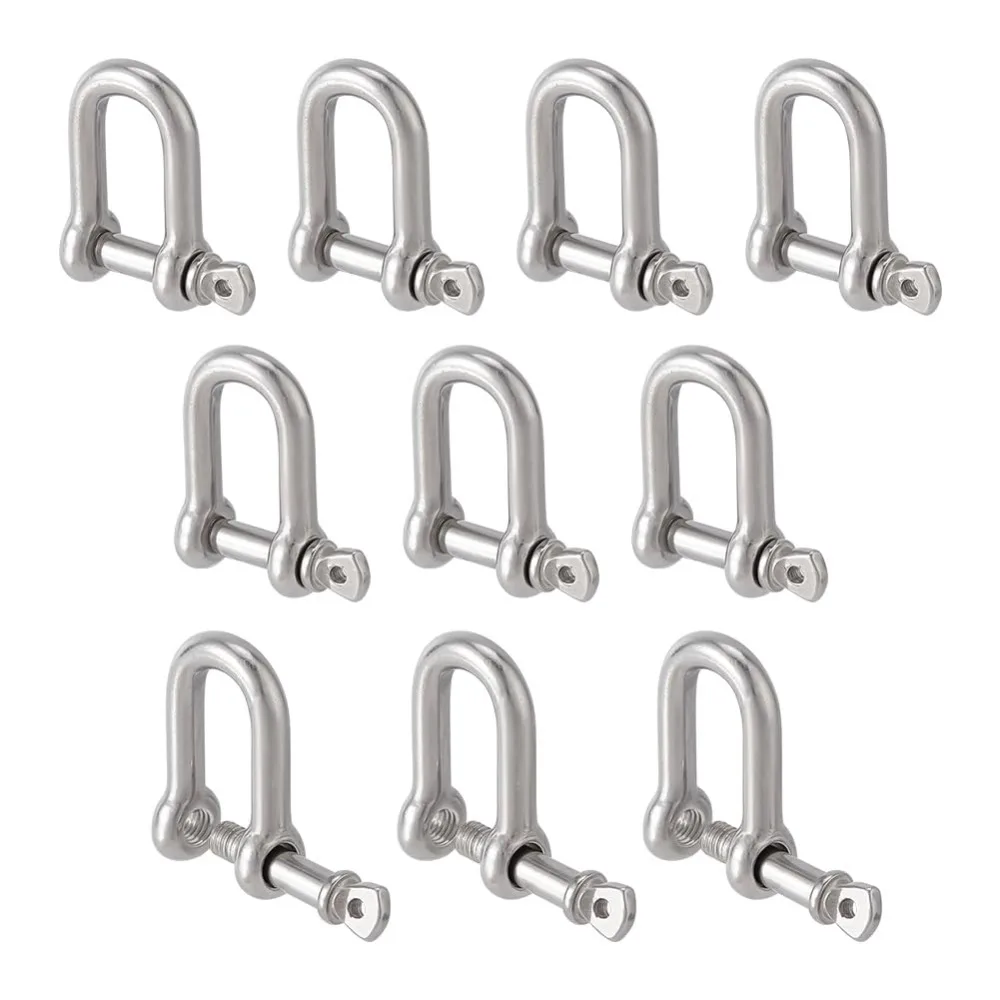 10 Pcs 304 Stainless Steel M5 D Ring Screw Shackles with Pins 10mm ...