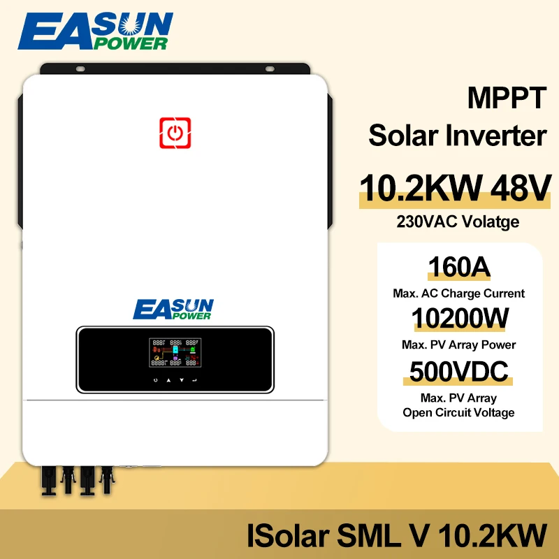 EASUN POWER 10.2KW Hybrid Solar Inverter Built MPPT 180A Solar Controller Off-Grid On-Grid 48V ...
