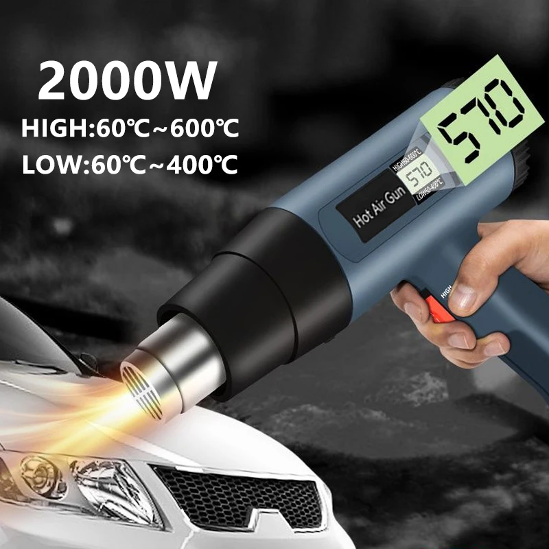 2000W Digital Heat Gun Electric Hot Air Gun Handheld Dual Wind Speed ...