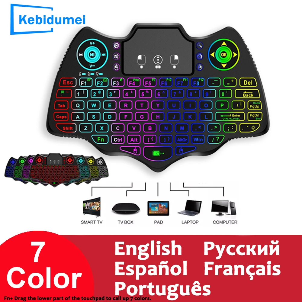 Mini-Wireless-Keyboard-2-4G-Touchpad-Backlit-Russian-French-Spanish ...