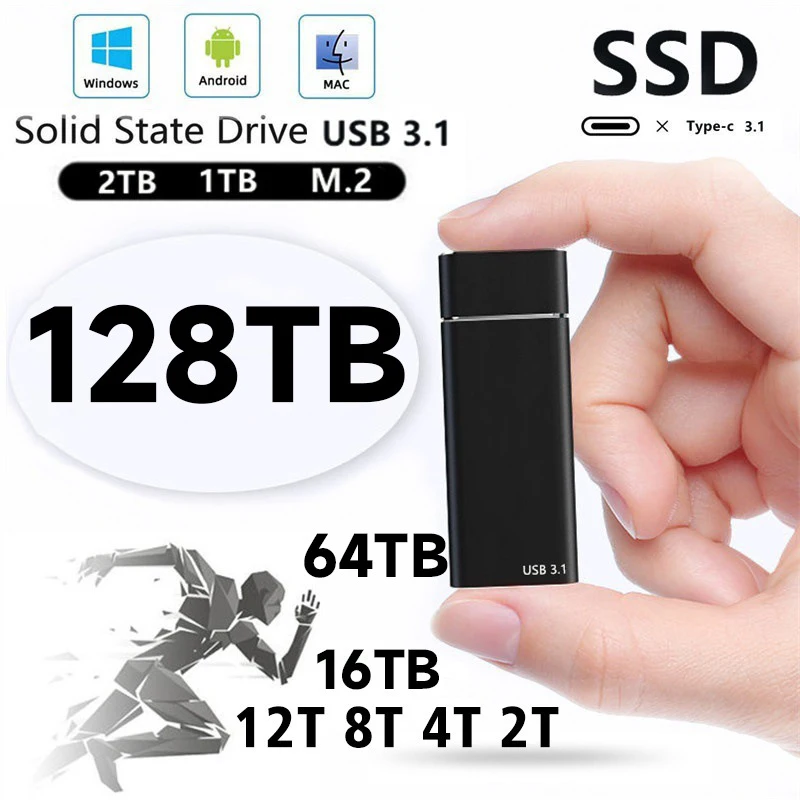 Protable SSD 8TB High Speed USB3.1 Type-C 16TB 8TB Hard Disks 4TB ...
