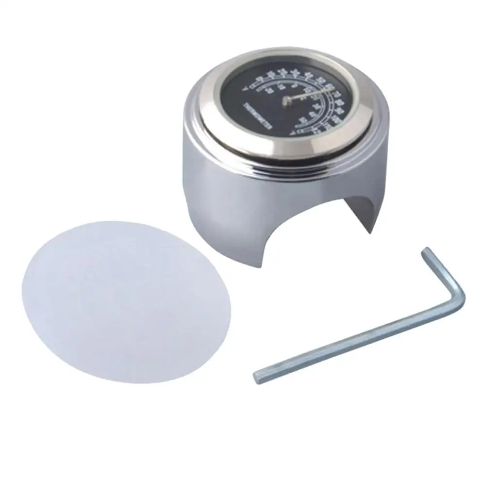 Chrome-7-8-inch-Motorcycle-Handlebar-Thermometer-Dial-Temp-Gauge-Fit ...