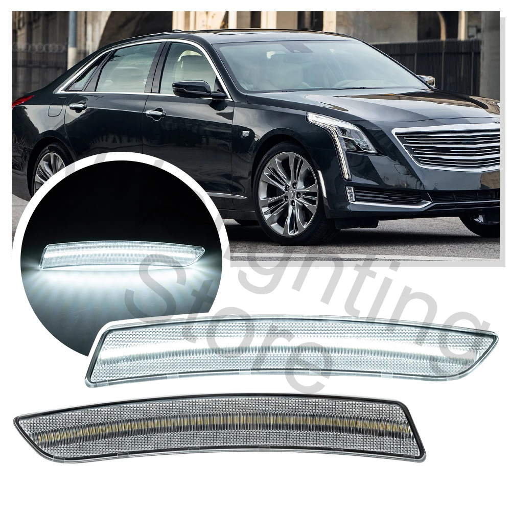 2PCS white LED Front Bumper LED Side Marker Light for Cadillac CT6 2016 2017 2018 2019 2020 CT6 ...