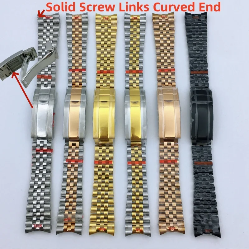 BLIGER 20mm 904L Steel Jubilee Middle Gold Two Tone Wrist Watch Strap ...